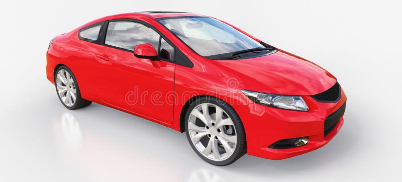 Red Small Sports Car Coupe. 3d Rendering. Stock Illustration ...