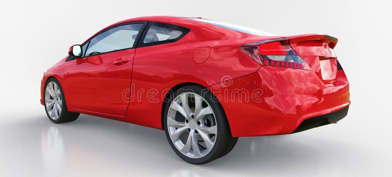 Red Small Sports Car Coupe. 3d Rendering. Stock Illustration ...