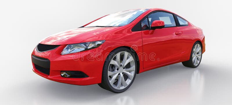 Red Small Sports Car Coupe. 3d Rendering. Stock Illustration ...