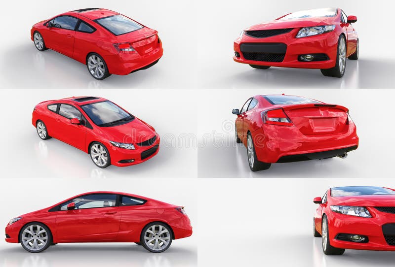 Red Small Sports Car Coupe. 3d Rendering. Stock Illustration ...