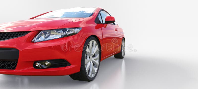 Red Small Sports Car Coupe. 3d Rendering. Stock Illustration ...