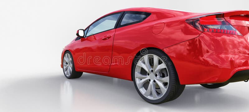 Red Small Sports Car Coupe. 3d Rendering. Stock Illustration ...