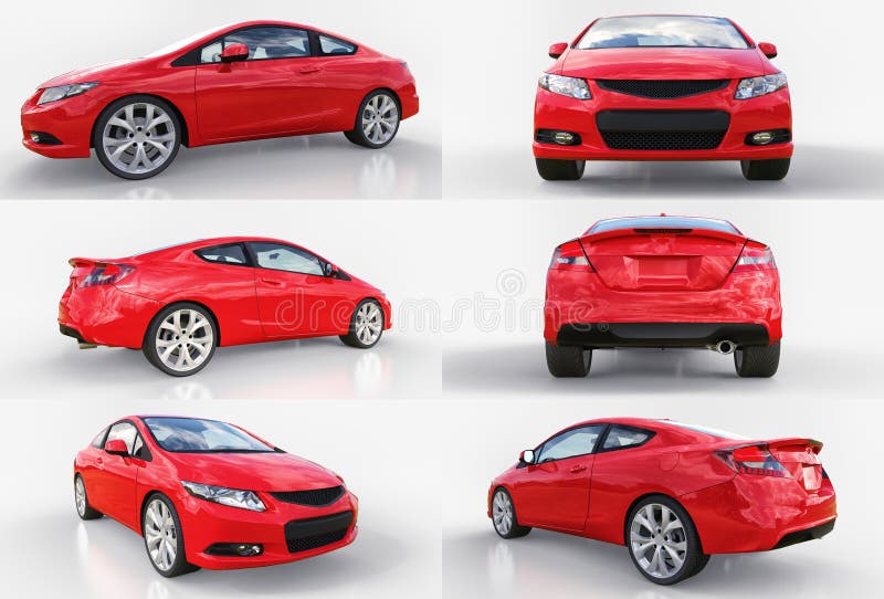 Red Small Sports Car Coupe. 3d Rendering. Stock Illustration ...