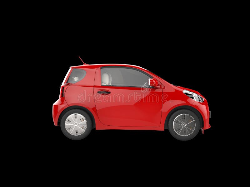 Red Small Urban Modern Electric Car - Side View Stock Photo - Image of ...