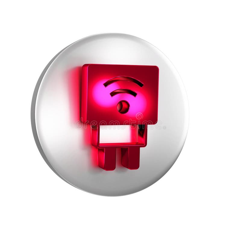 Red Smart Electric Plug System Icon Isolated on Transparent Background ...