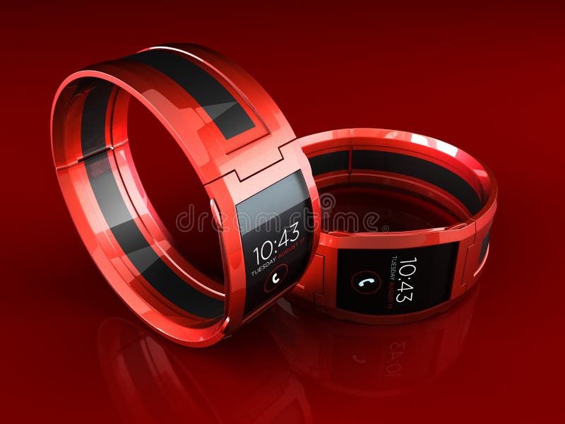 Red Smart Watches stock illustration. Illustration of color - 91225649
