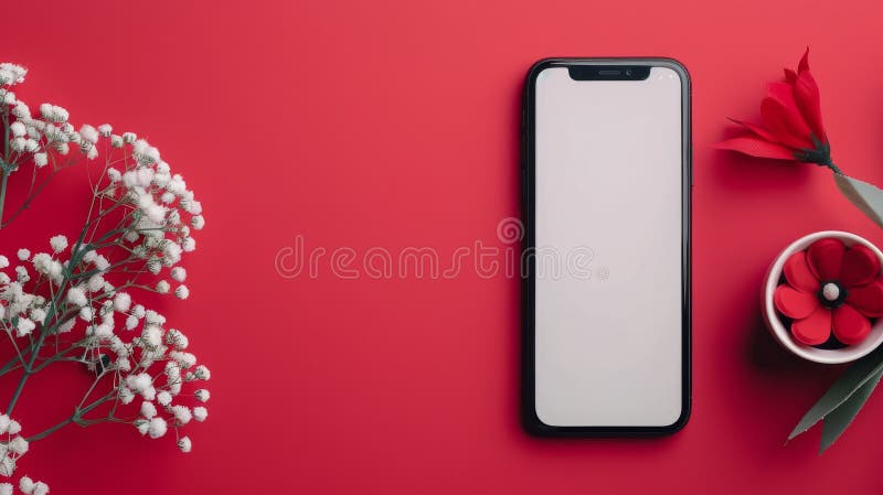 Red Smartphone Against Gradient Background in Soft Lighting Stock Image ...