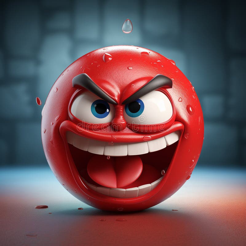 The Red Smiley Face is an Angry Emotion. Stock Illustration ...