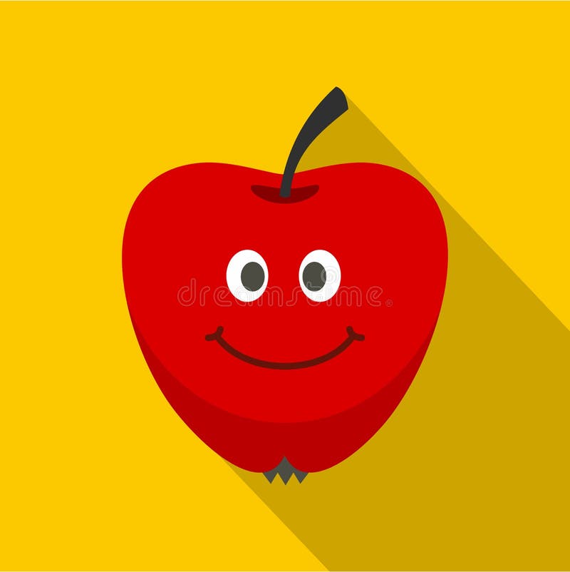 Smiling apple icon simple stock vector. Illustration of food - 91905646
