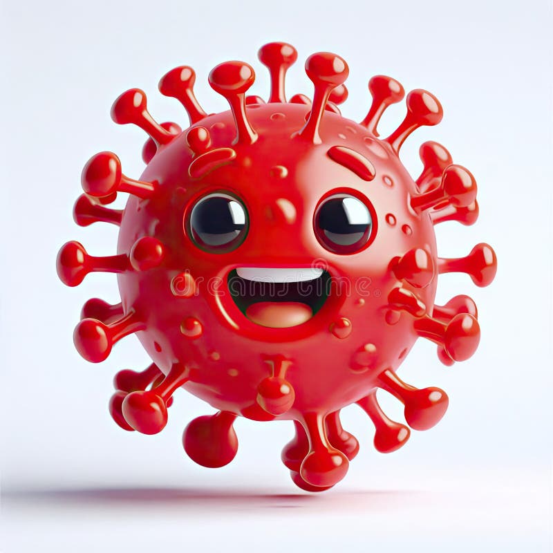Red Smiling Microbe on White Background 3d Character. Ai Generative ...