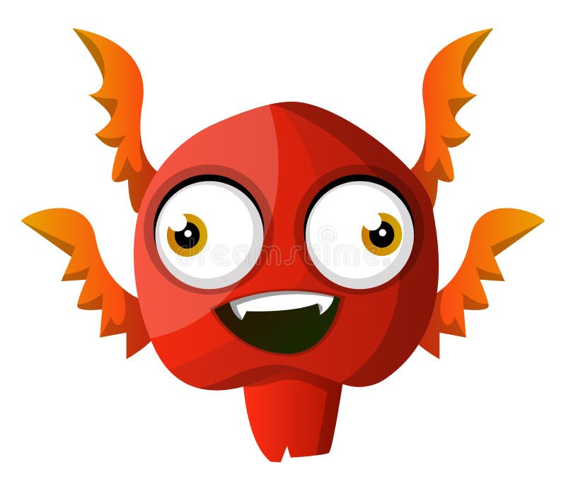Cute Red Cartoon Monster. Funny Monster With Smiling Expression ...