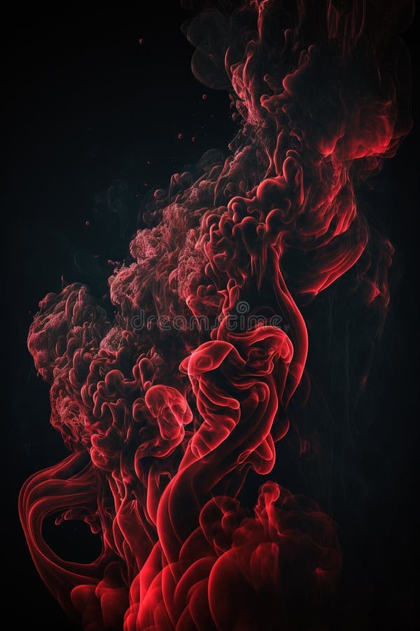 Red Smoke on Black Background. Generative AI Stock Illustration ...