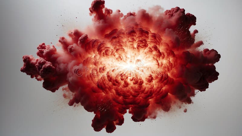 Red Smoke Center Radial Explosion Isolated in White Ba Ai Generated ...