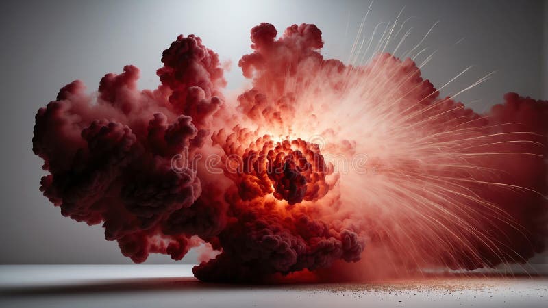 Red Smoke Center Radial Explosion Isolated in White Ba Ai Generated ...