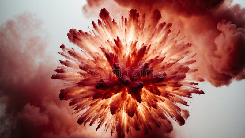 Red Smoke Center Radial Explosion Isolated in White Ba Ai Generated ...