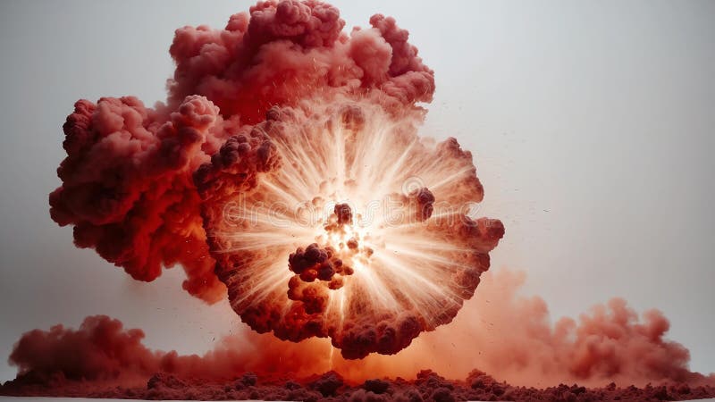 Red Smoke Center Radial Explosion Isolated in White Ba Ai Generated ...