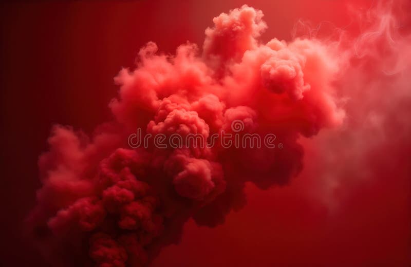 Red Smoke Cloud Against Red Backdrop. Dramatic Texture. Design Element ...