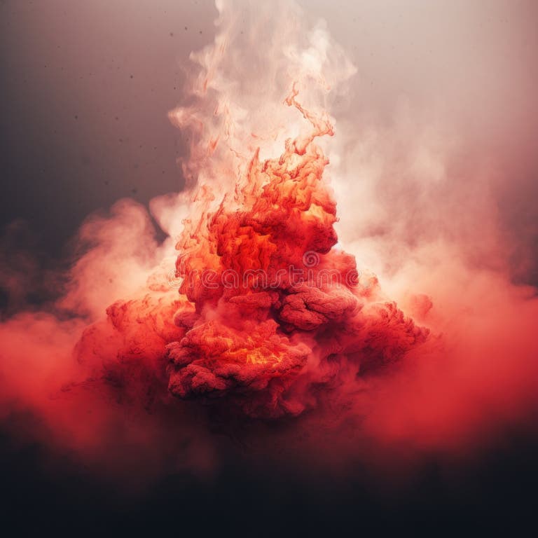 Red Smoke Cloud on Black Background, AI Stock Photo - Image of burning ...