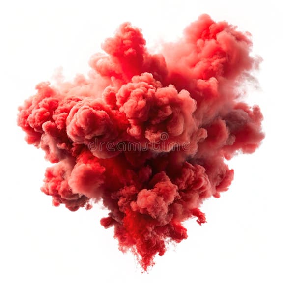 Red Smoke Cloud Isolated on White Background Stock Illustration - Illustration of cloud, intense ...