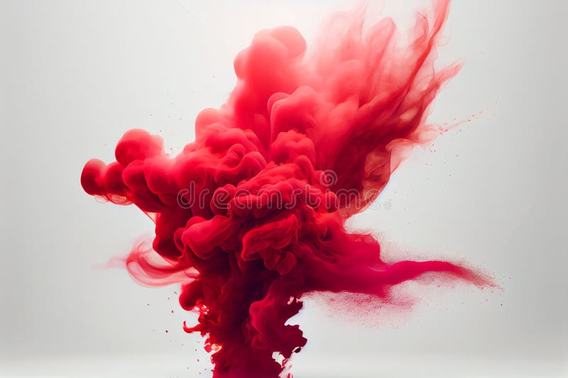 Red Smoke Dispersion on a White Background,generative Ai Stock ...