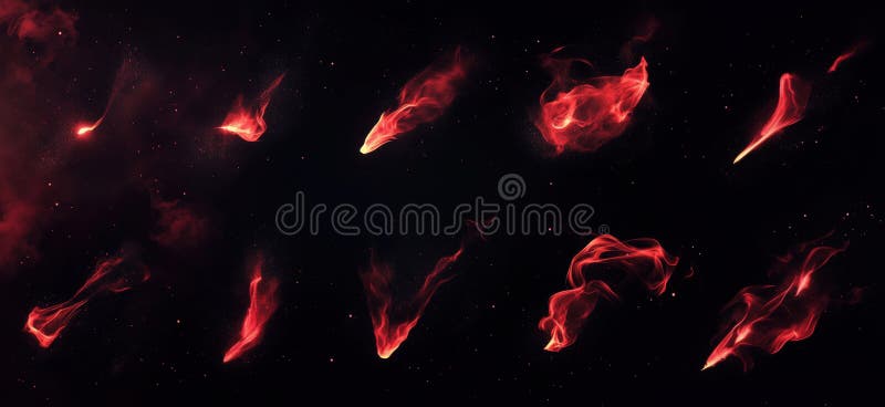 Red Smoke and Flame Effects on Black Background for Creative Design and ...