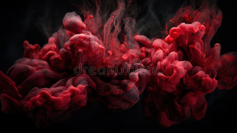 Red Smoke is Floating in the Air on a Black Background Stock ...