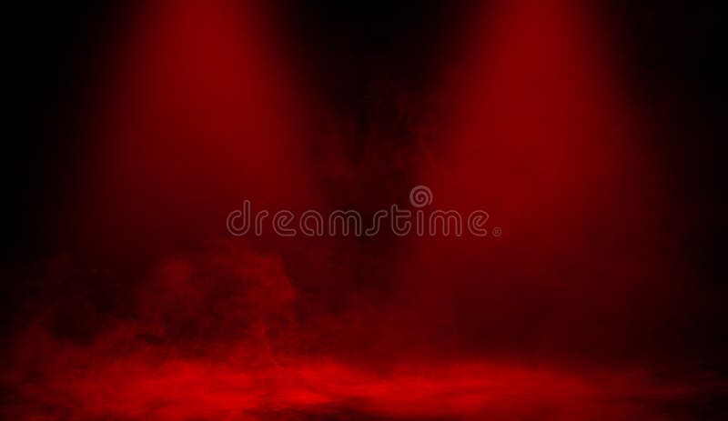 Red Smoke Stage Studio. Abstract Spotlight with Fog Texture Stock ...
