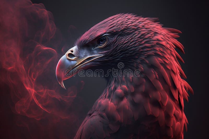 Red Smoke Surrounds Majestic Eagle Bird. AI Stock Illustration ...