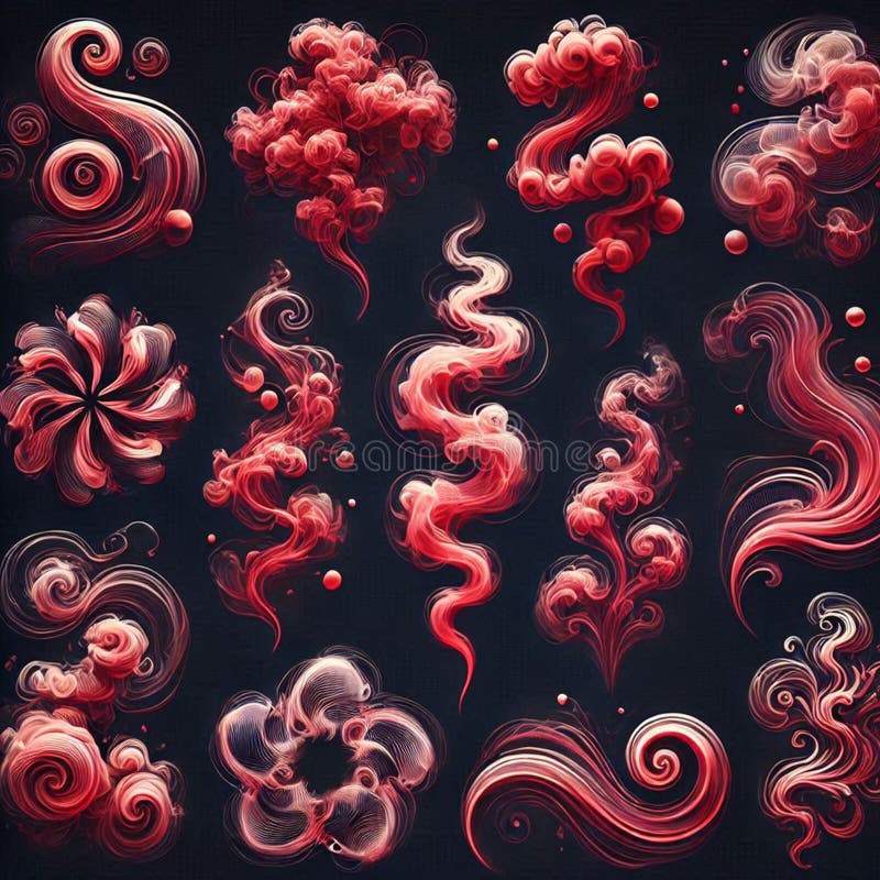 Red Smoke Textured Element in Realistic Design Set Stock Illustration ...