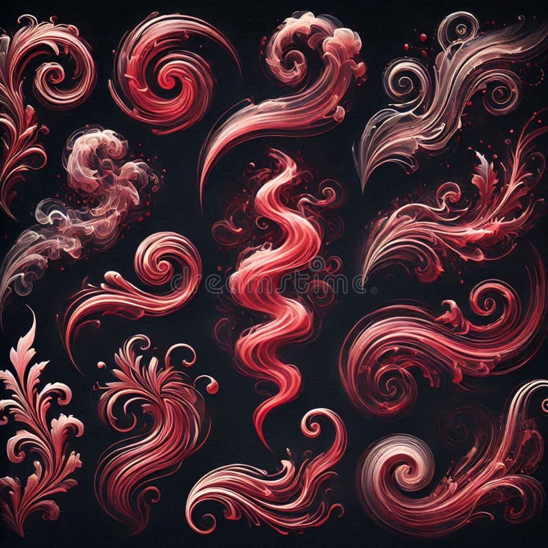 Red Smoke Textured Element in Realistic Design Set Stock Illustration ...