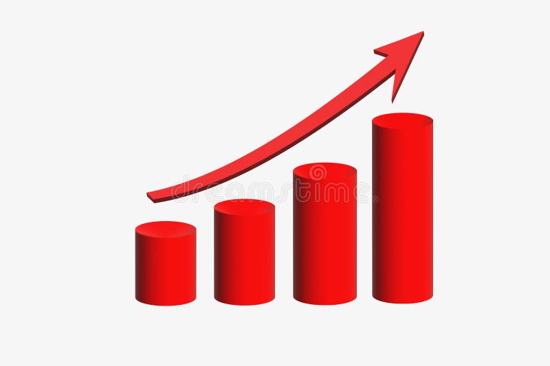 Red Smooth Growth Chart with Up Arrow. on a Light Background Stock ...