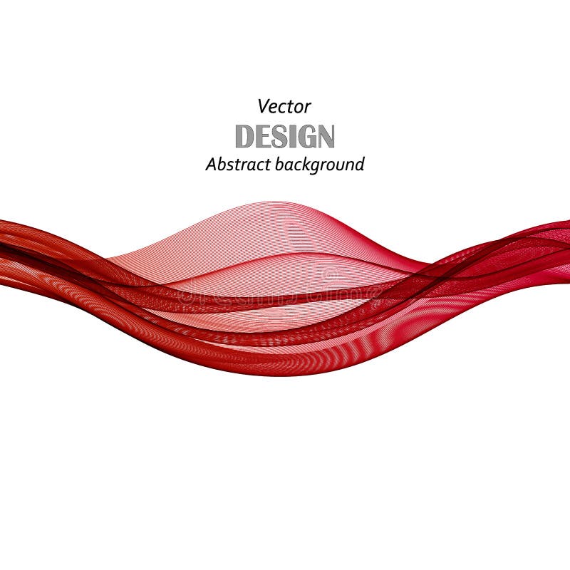 Red Smooth Wave Lines on White Background, Design Element Stock ...