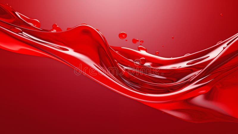 Red Smooth Waves of Liquid Abstract Background. Bright Glossy Plastic ...