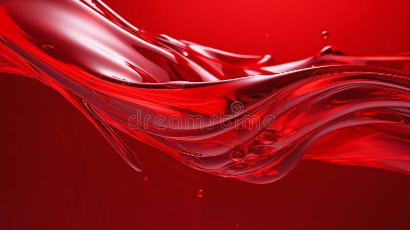 Red Smooth Waves of Liquid Abstract Background. Bright Glossy Plastic ...