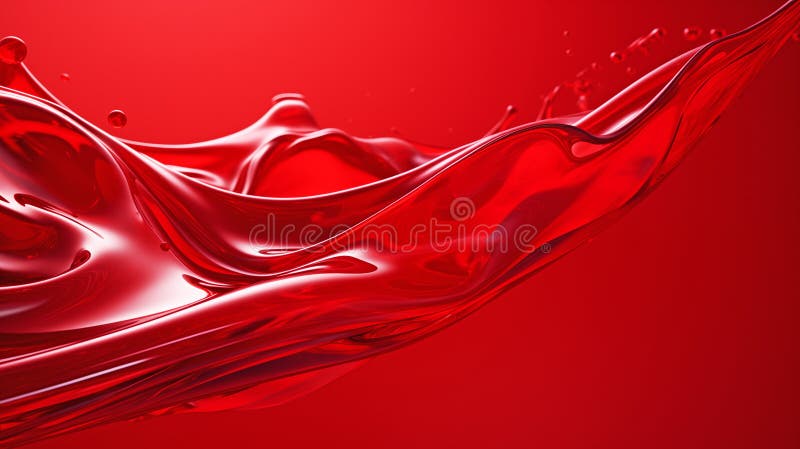 Red Smooth Waves of Liquid Abstract Background. Bright Glossy Plastic ...