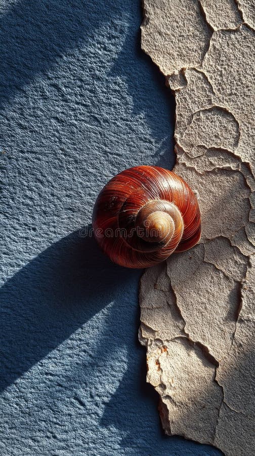 Red Snail Shell on Textured Wall with Light and Shadow Stock ...
