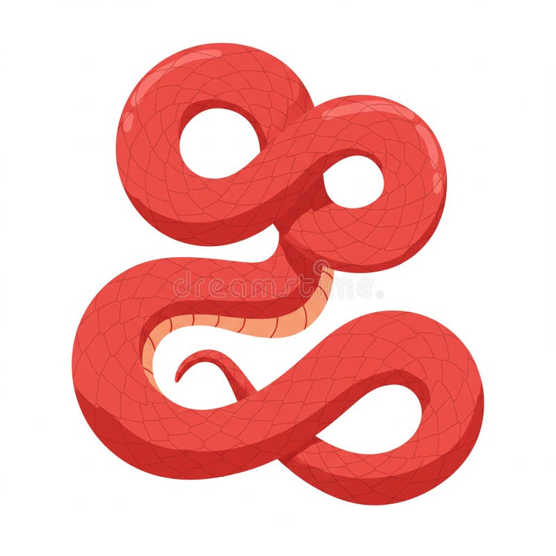 Red Snake Depicted in an Infinity Loop Shape on a White Background. the ...