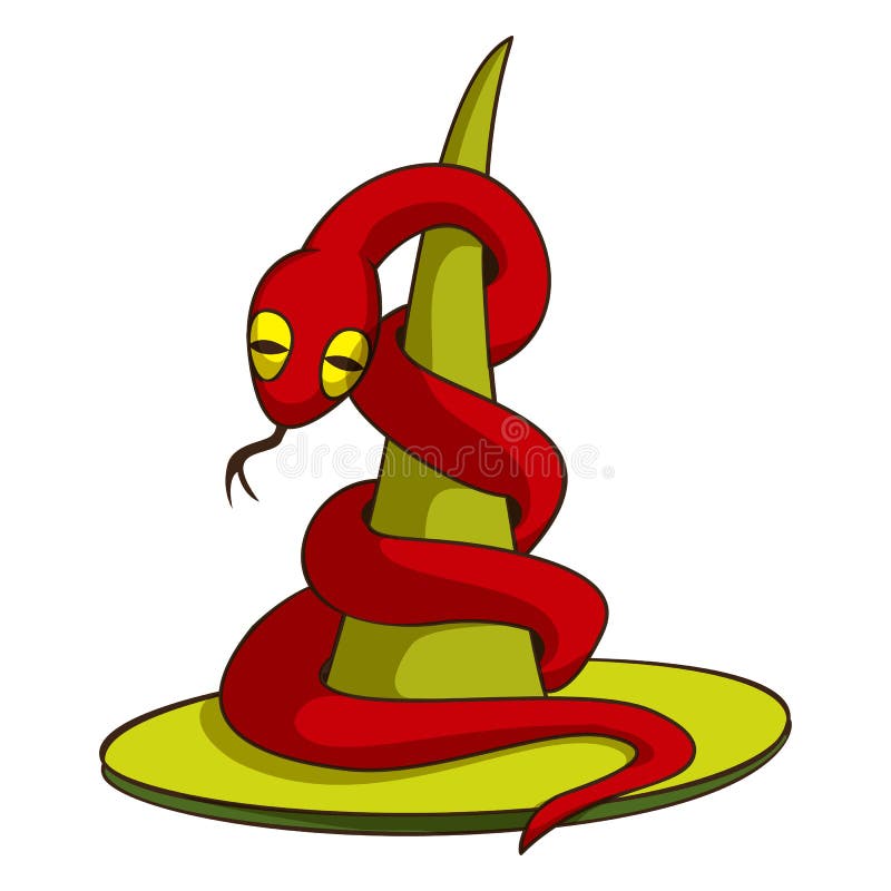 Red Snake on Hat Icon, Cartoon Style Stock Vector - Illustration of ...