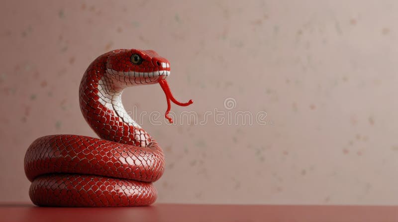 Red Snake Posing on Red Surface with Pink Background Stock Image ...