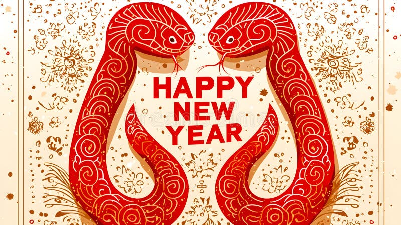 Red Snakes Celebrating New Year Festivities Stock Illustration ...