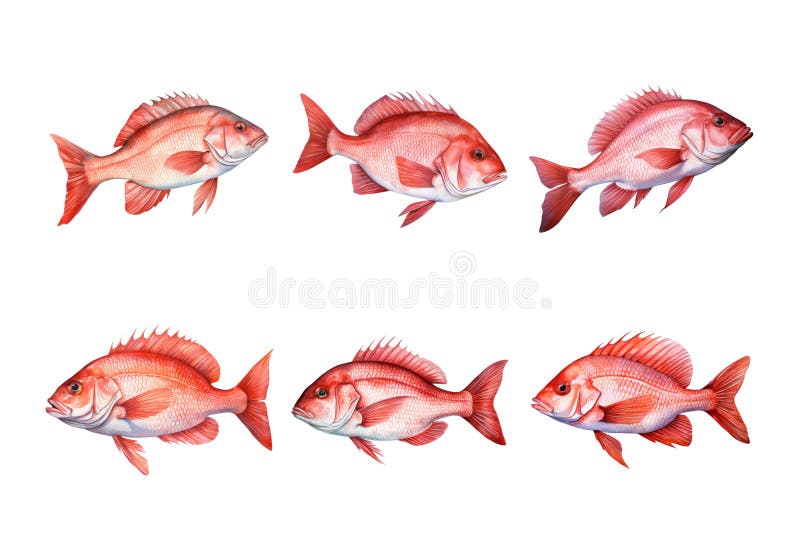 Red Snapper, Animal Illustration. Watercolor Style Stock Image ...