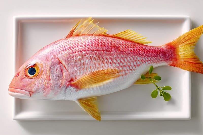 Red Snapper Arranged on a Pristine White Tray Highlights Natural Colors ...