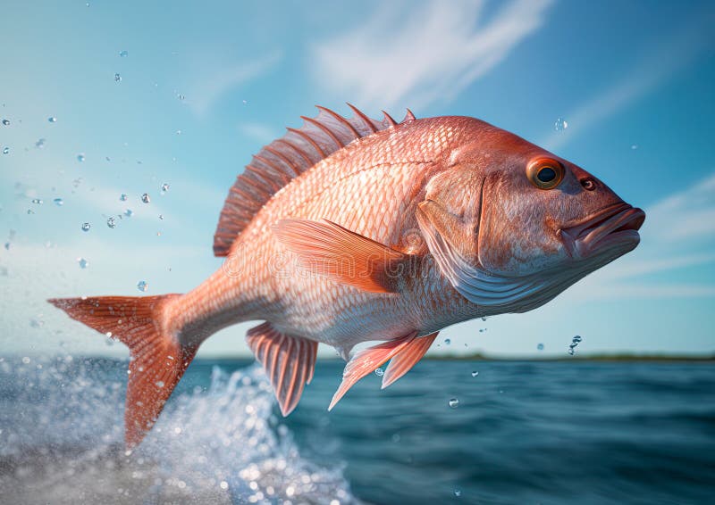 Red Snapper Jumping Out of the Ocean Water. Ai Generative Stock ...