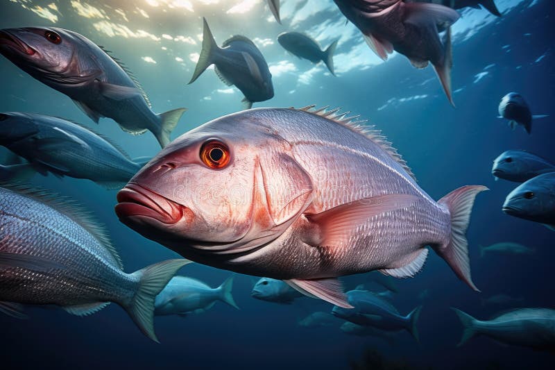 Red Snapper in the Sea. Generative AI Stock Illustration - Illustration ...