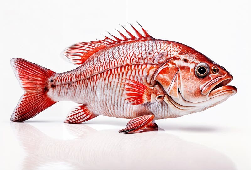 A Red Snapper Standing on a White Surface Stock Illustration ...