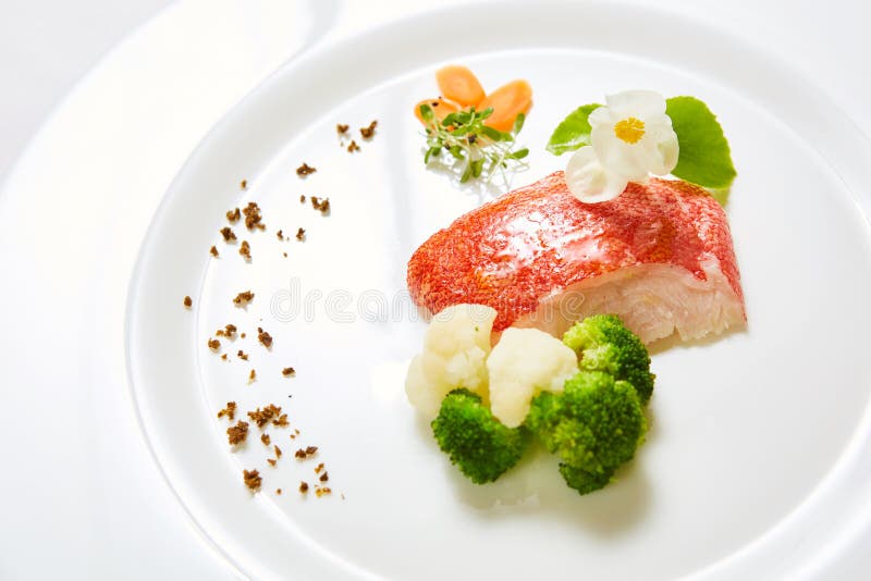 The Red Snapper with Vegetable. Shallow Dof. Stock Photo - Image of ...