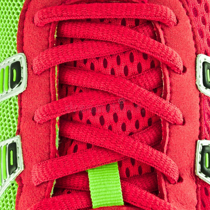 Red sneaker laces stock photo. Image of bright, jogging - 40602588