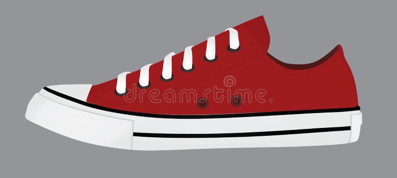 Red Sneaker Shoe, Side View Stock Vector - Illustration of bright ...