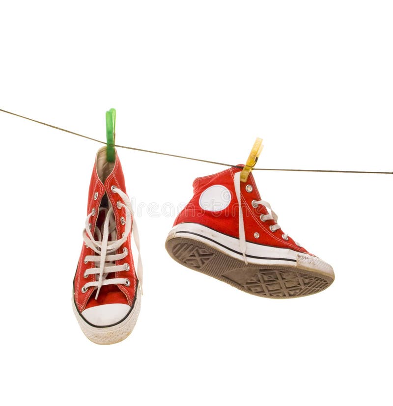Red retro sneakers stock image. Image of dressed, macro - 2022269
