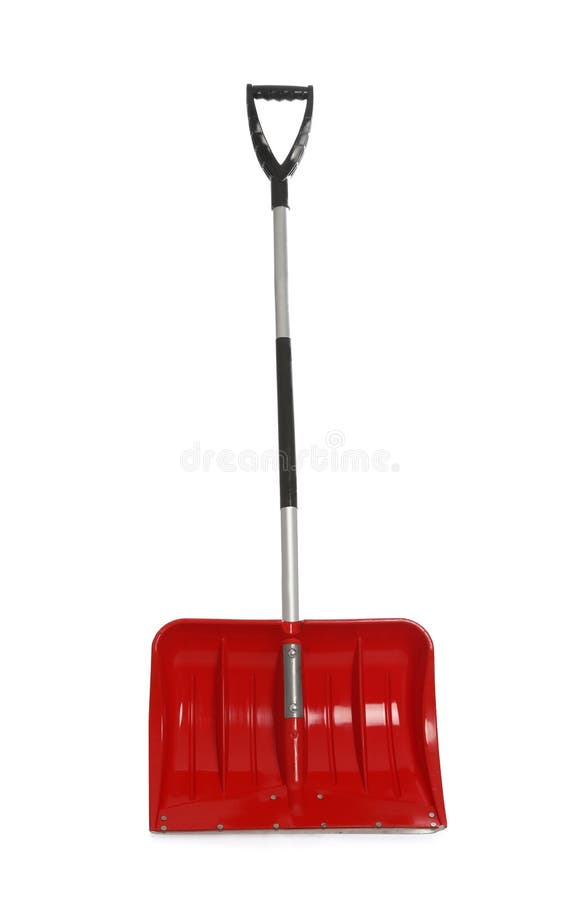 Red Snow Cleaning Shovel Isolated on White Stock Photo - Image of ...